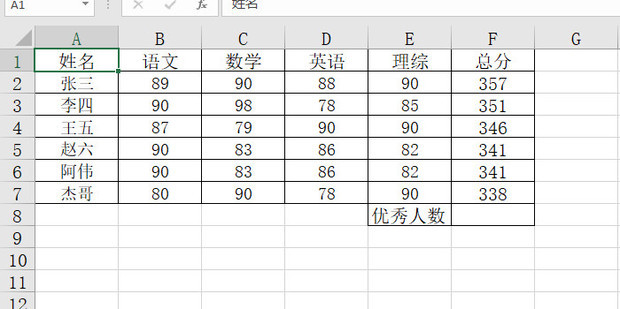 excel怎么计算优秀人数_360新知