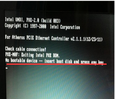 电脑重装系统开机出现no bootable device_360新知